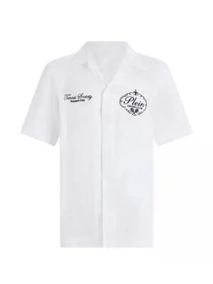 Philipp Plein Linen Bowling Shirt Tennis Club