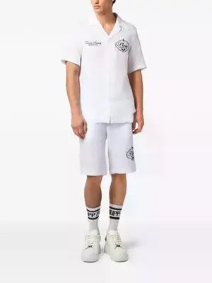 Philipp Plein Linen Bowling Shirt Tennis Club