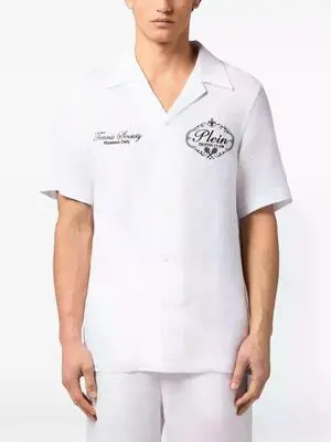Philipp Plein Linen Bowling Shirt Tennis Club
