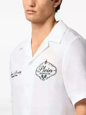 Philipp Plein Linen Bowling Shirt Tennis Club