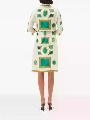 Versace Printed Silk Twill Mini Shirt Dress - Neutrals