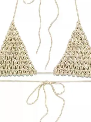 ISA BOULDER Macramé Triangle Bikini Top - Neutrals