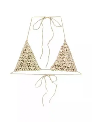 ISA BOULDER Macramé Triangle Bikini Top - Neutrals