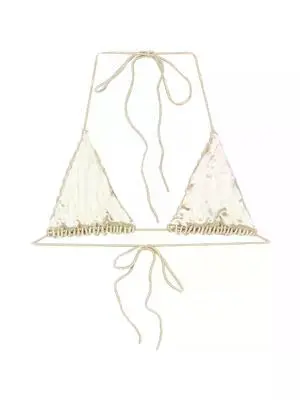 ISA BOULDER Macramé Triangle Bikini Top - Neutrals
