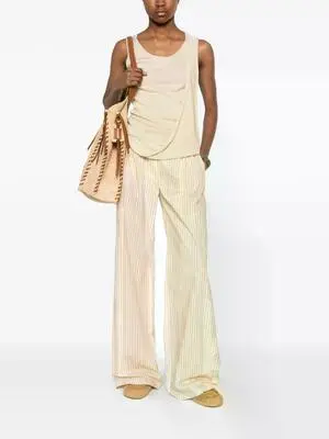ERMANNO FIRENZE Striped Wide-leg Trousers - Neutrals