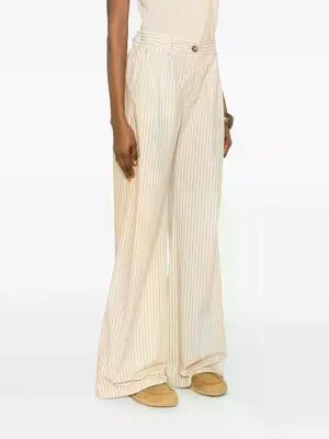 ERMANNO FIRENZE Striped Wide-leg Trousers - Neutrals