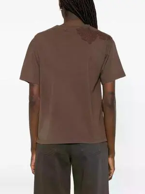 ERMANNO FIRENZE Floral-appliqué T-shirt - Brown