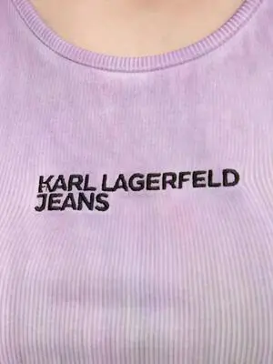Karl Lagerfeld Washed Ribbed Tank Top - Purple