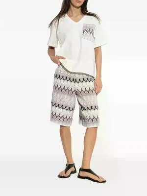 AKEP V-neck T-shirt With Patch Pocket - Neutrals