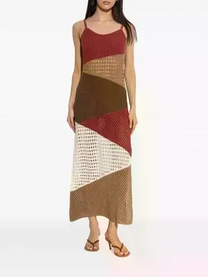 AKEP Colour-block Open-knit Maxi Dress