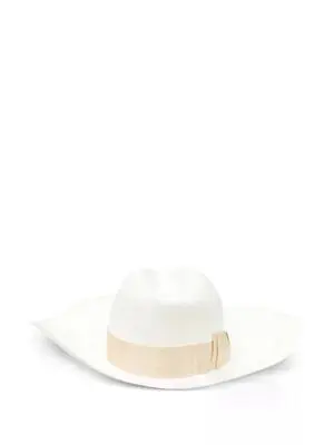 Borsalino Sophie Ribbon-detail Wide Brim Hat - Neutrals