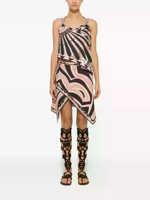Emilio Pucci Labirinto Print Silk Scarf Skirt - Black