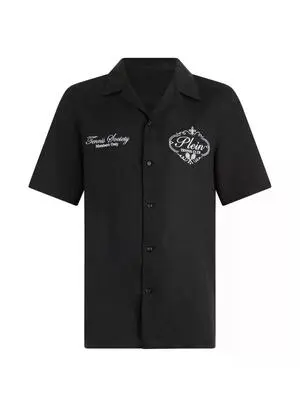 Philipp Plein Linen Bowling Shirt Tennis Club - Black