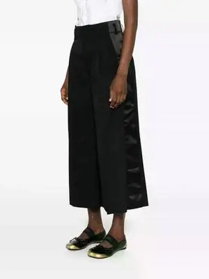Comme Des Garçons Satin-panelled Pleated Trousers