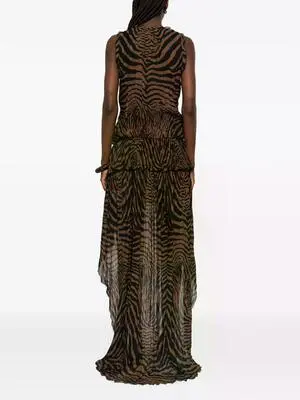 Blumarine Ruffled Zebra-print Mini Dress - Black