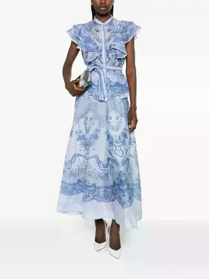 PAPER LACE Printed Ruffled Shirt