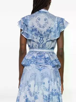 PAPER LACE Printed Ruffled Shirt