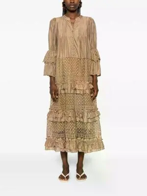 PAPER LACE Lace Ruffled Midi Dress
