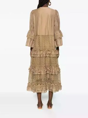 PAPER LACE Lace Ruffled Midi Dress
