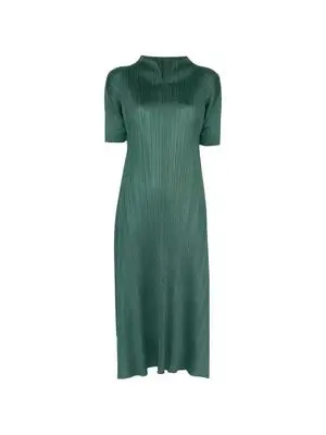 Issey Miyake Midi Dress With Short Sleeves - Green