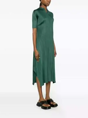 Issey Miyake Midi Dress With Short Sleeves - Green