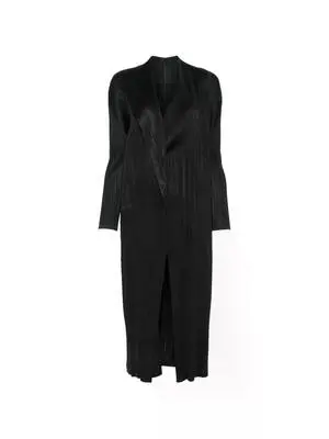 Issey Miyake Facade Pleated Coat - Black