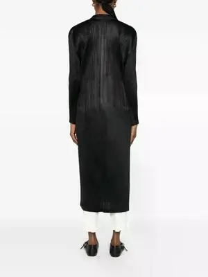 Issey Miyake Facade Pleated Coat - Black
