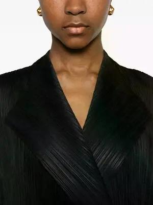 Issey Miyake Facade Pleated Coat - Black