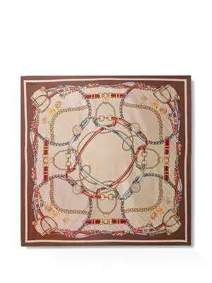 Guess Kefiah 4g Chain-print Scarf - Neutrals