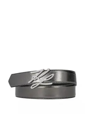 Karl Lagerfeld Reversible Leather Belt With Logo Detail - Black