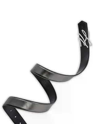Karl Lagerfeld Reversible Leather Belt With Logo Detail - Black