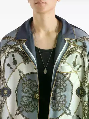 Dolce & Gabbana Cargo-print Silk Twill Shirt - Blue