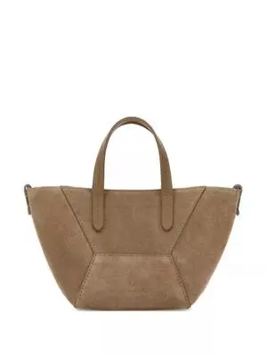 Brunello Cucinelli Bc Duo Logo-embossed Mini Tote - Neutrals