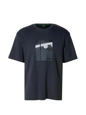 BOSS Tennis-artwork T-shirt In Pima Cotton - Blue