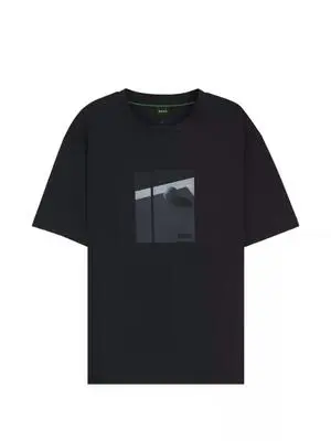 BOSS Tennis-artwork T-shirt In Pima Cotton - Blue