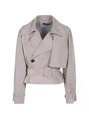 DRHOPE Belted Suede Jacket - Neutrals