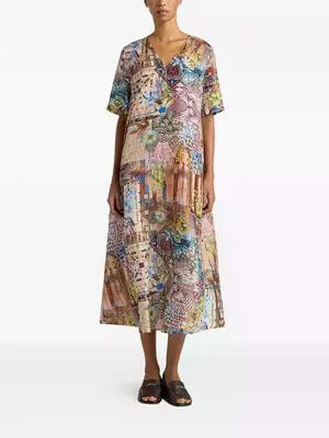 Momoni Printed V-neck Dress