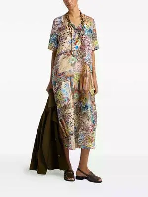 Momoni Printed V-neck Dress