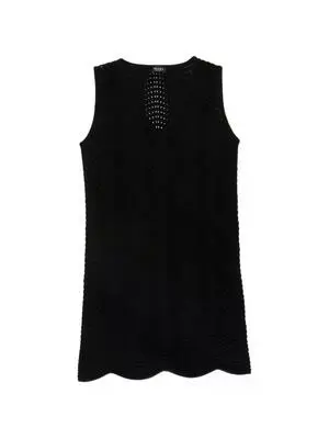 NEERA V-neck Textured Mini Dress - Black