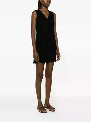 NEERA V-neck Textured Mini Dress - Black