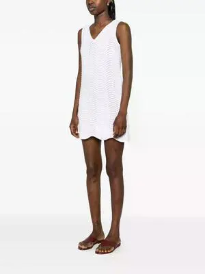 NEERA V-neck Textured Mini Dress - White