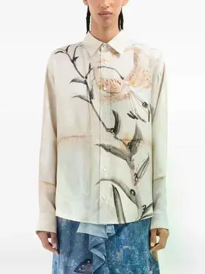 PIERRE-LOUIS MASCIA Aloe Long-sleeve Shirt - Neutrals
