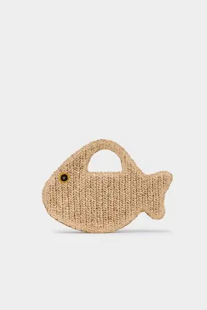SIMONMILLER Fish Raffia Handbag - Natural