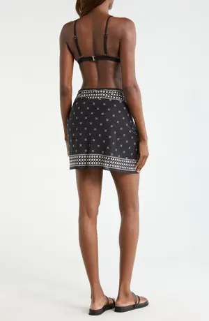 Robin Piccone Juno Print Cotton Cover-up Pareo - Black