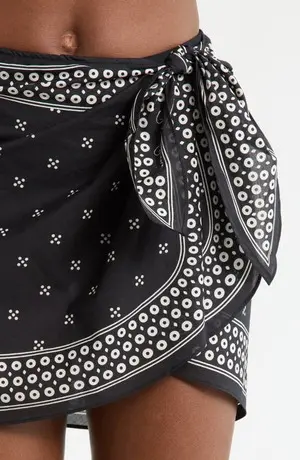 Robin Piccone Juno Print Cotton Cover-up Pareo - Black