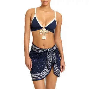 Robin Piccone Juno Print Cotton Cover-up Pareo - Navy