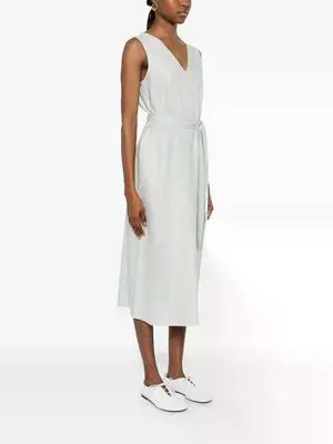 Calvin Klein V-neck Belted Midi Dress - Green