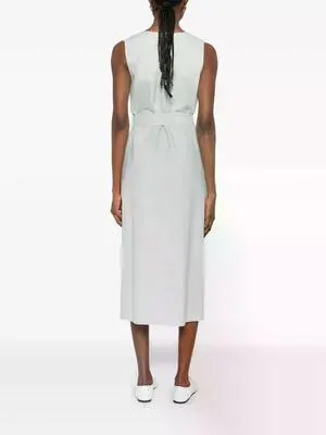 Calvin Klein V-neck Belted Midi Dress - Green