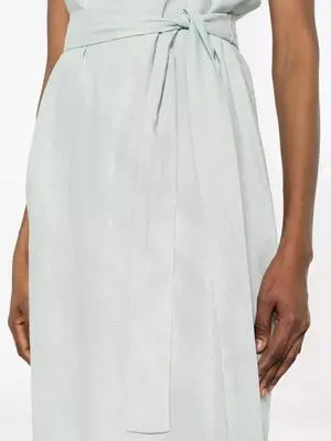Calvin Klein V-neck Belted Midi Dress - Green