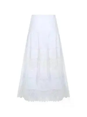 Charo Ruiz Ibiza Lace Tiered Maxi Skirt - White